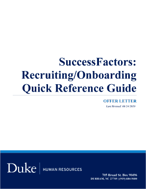 Fillable Online hr duke SuccessFactors. OFFER LETTER Fax Email Print ...