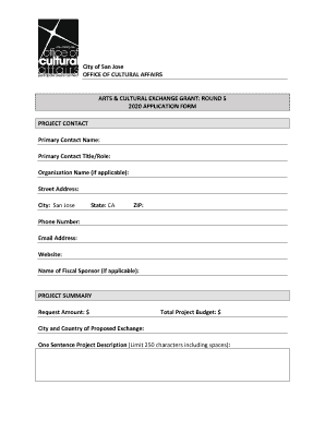 Fillable Online 2020 Arts and Cultural Exchange Grant Application Form ...