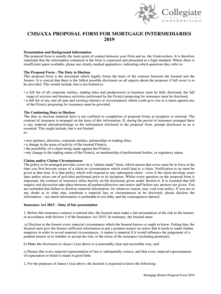 Fillable Online cms/canopius new business proposal form 2008 ...