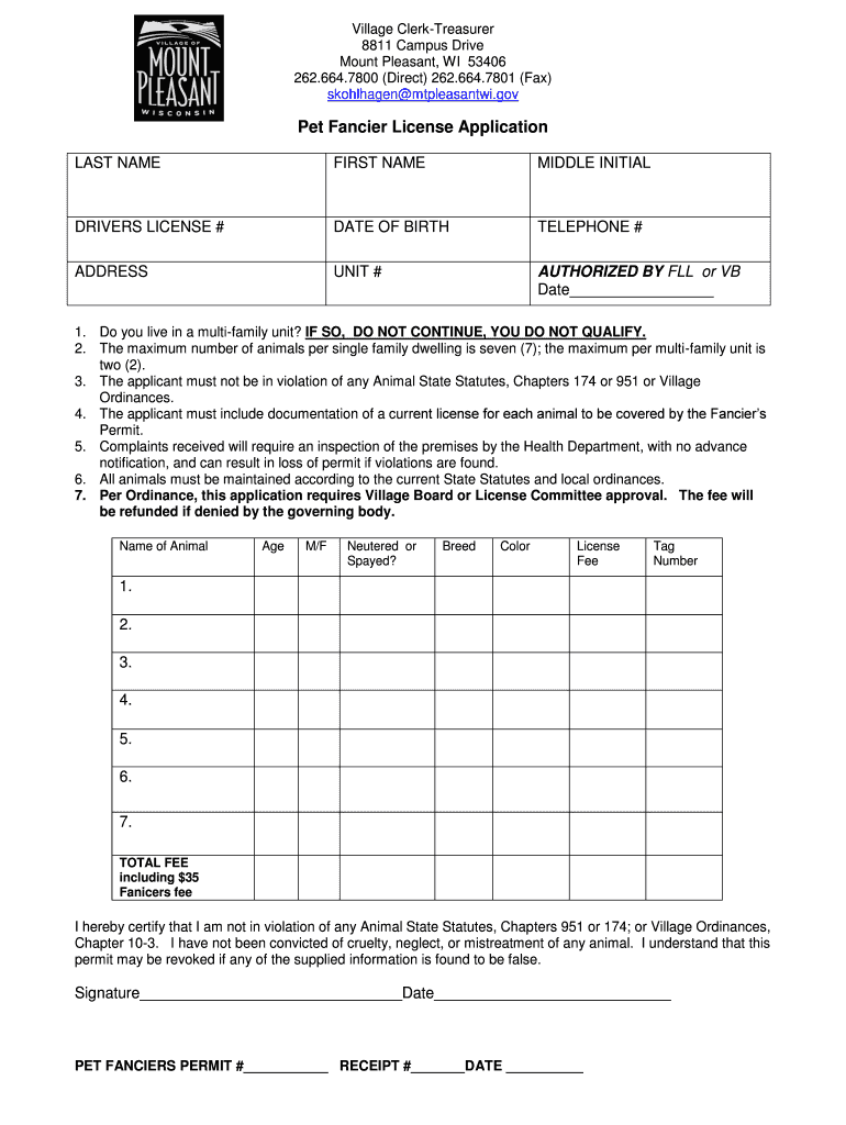 Fillable Online Pet Fanciers Application form Fax Email Print - pdfFiller