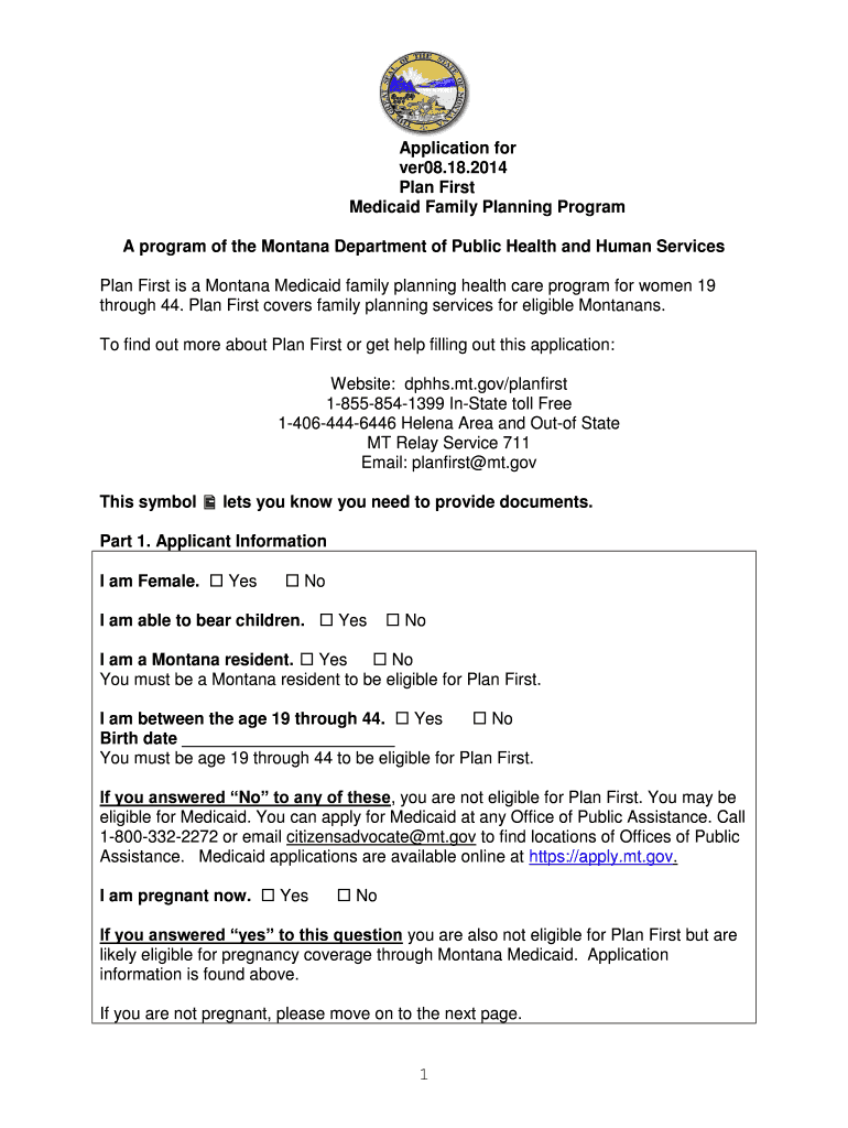 Fillable Online dphhs mt Printable family planning medicaid application ...