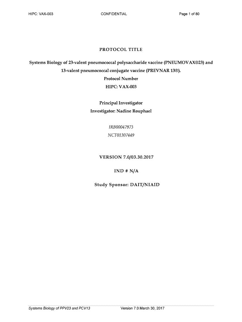 Fillable Online PROTOCOL TITLE. Template Fax Email Print - pdfFiller