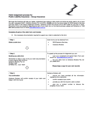 Fillable Online Claim lodgement process for Public Liability Insurance ...
