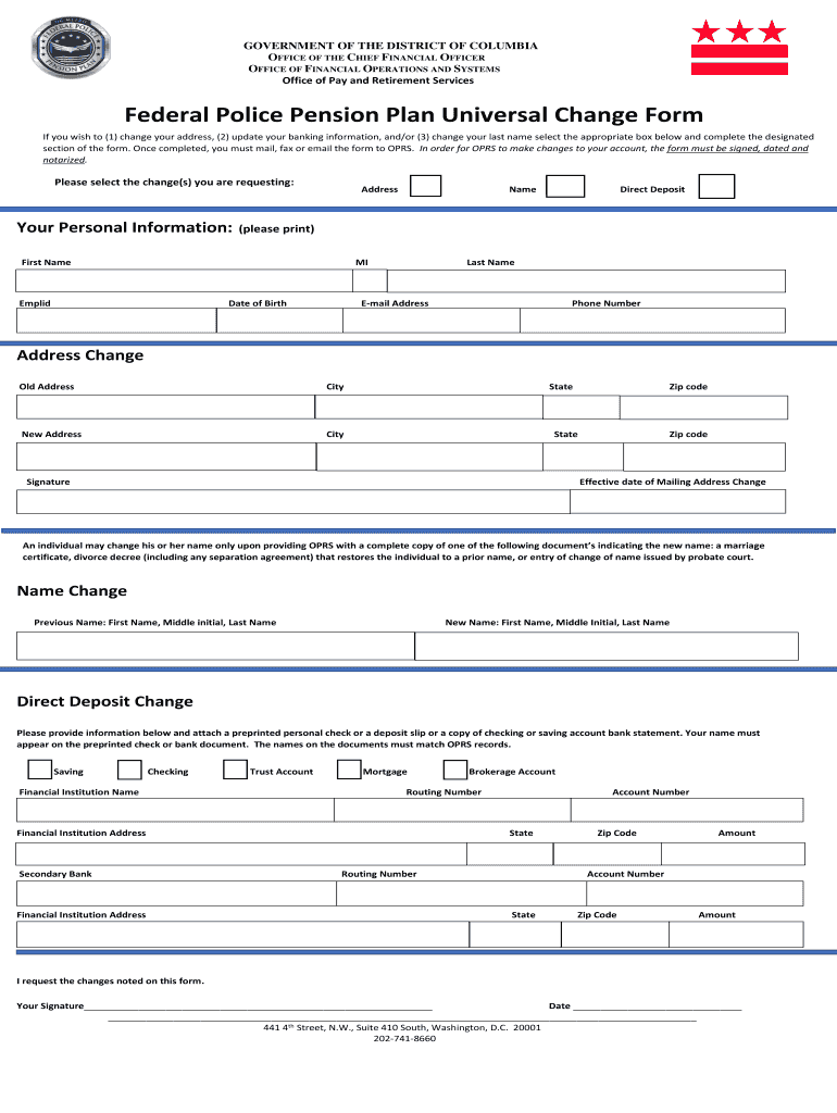 Fillable Online Federal Police Pension Plan Universal Change Form Fax ...