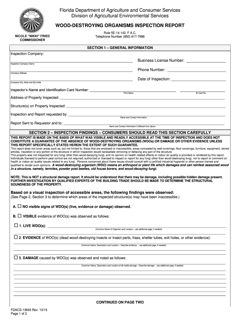 2015 Form FL DACS-13645 Fill Online, Printable, Fillable, Blank - pdfFiller