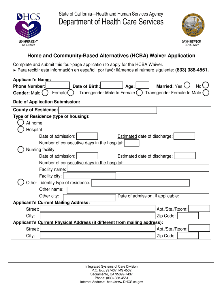 CA DHCS Home And Community-Based Alternatives (HCBA) Waiver Application ...