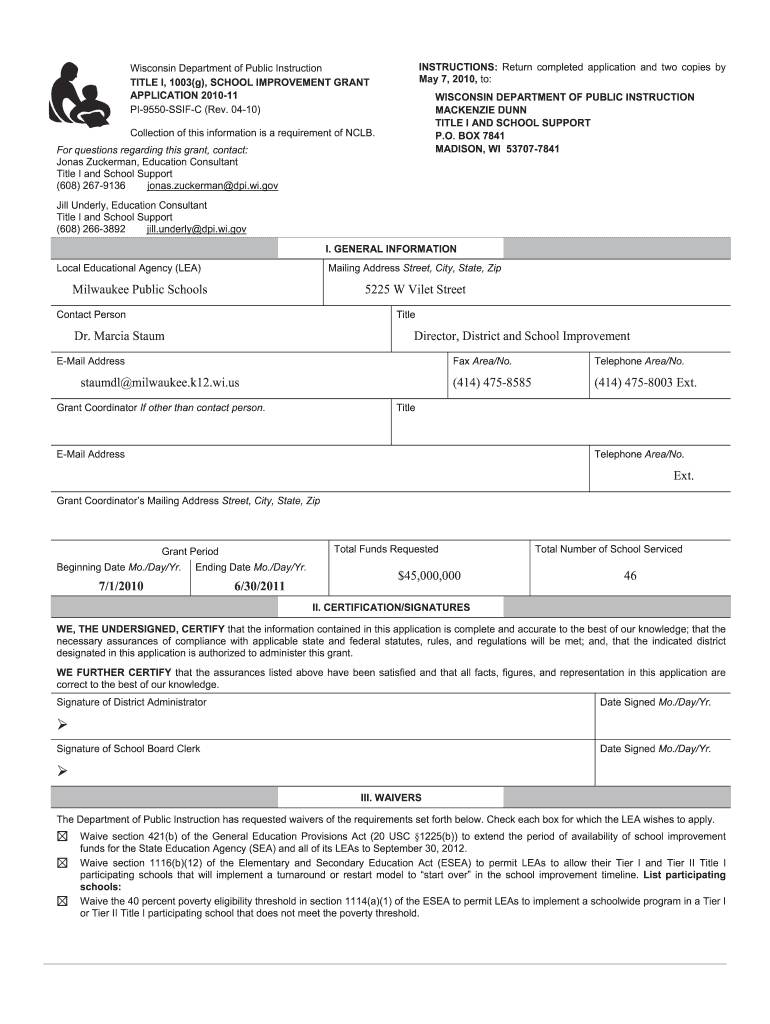 Fillable Online dpi wi Page 1 Wisconsin Department of Public ...