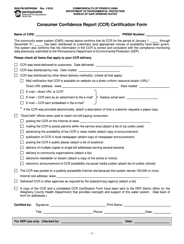 Fillable Online CCR Certification Form - DEP Greenport Fax Email Print ...