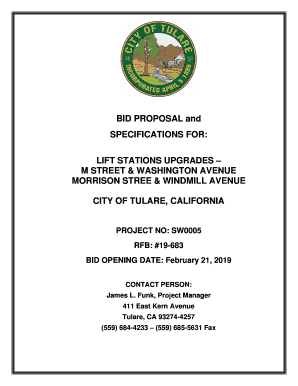 Fillable Online BID PROPOSAL and SPECIFICATIONS FOR: LIFT STATIONS ...