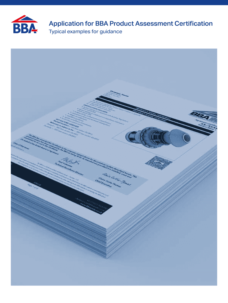 Fillable Online Application for BBA Product Assessment Certification ...