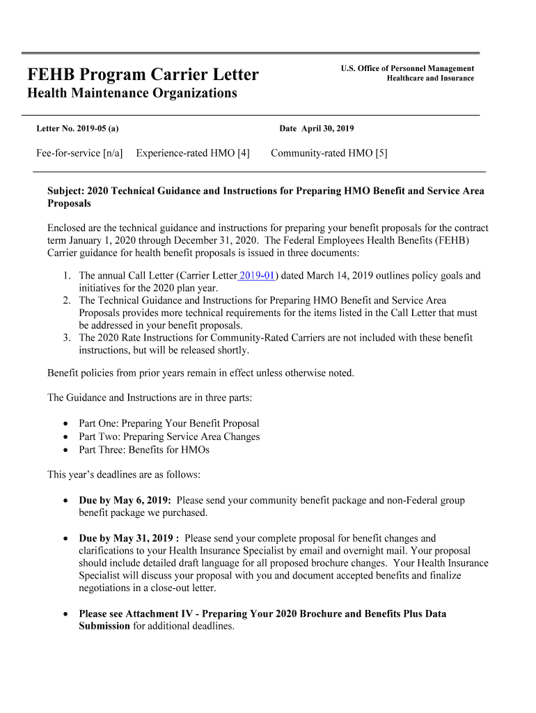 Fillable Online FEHB Program Carrier Letter - Health Maintenance ...