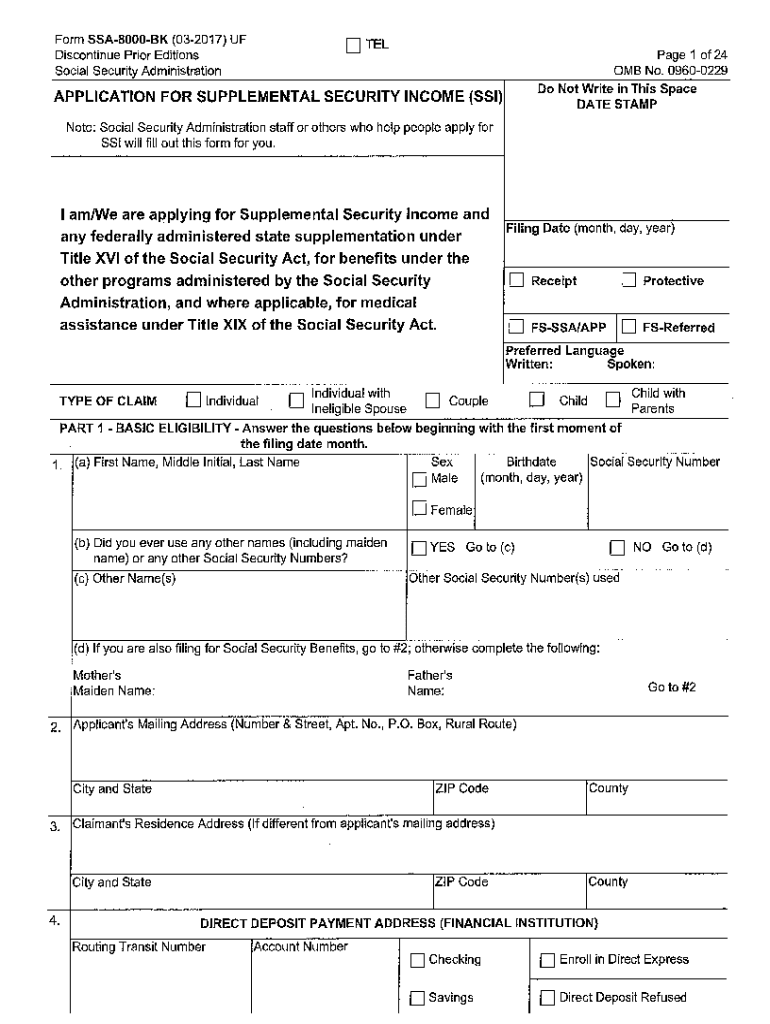 Application For Supplemental Security Income SSI Form DocHub