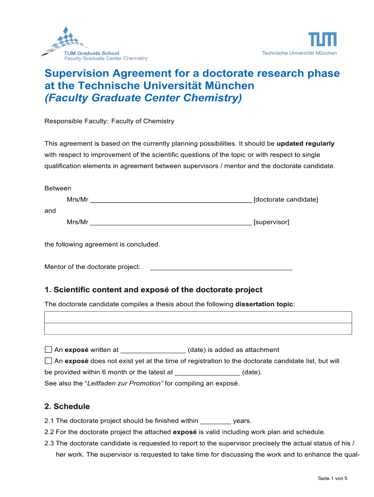 Fillable Online Supervision Agreement for a doctorate research phase at ... Fax Email Print ...