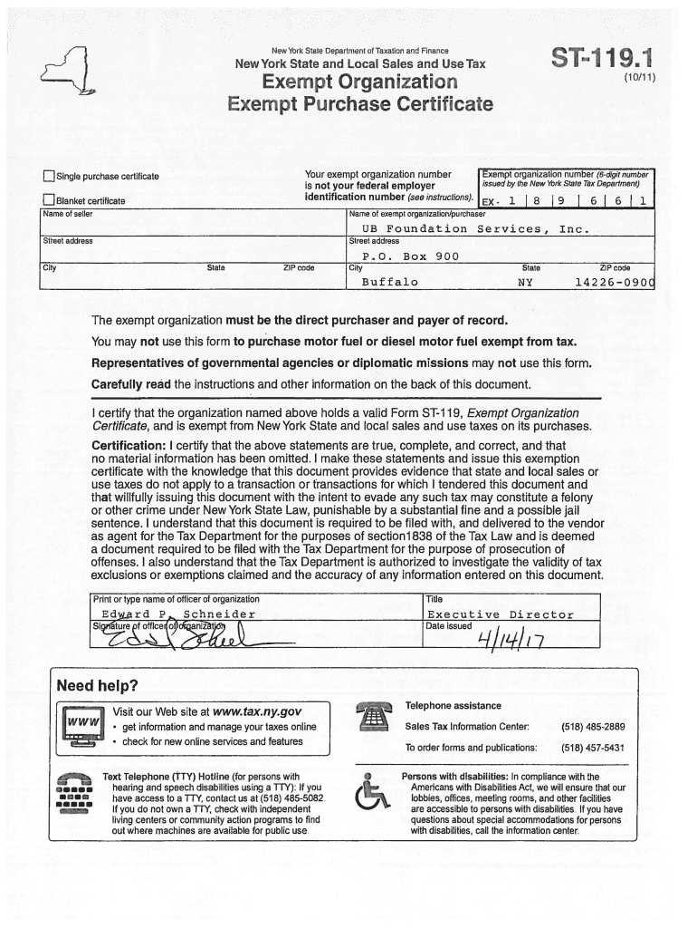 Fillable Online Tax Exempt Purchase Certificate for UBF Services. Tax ...