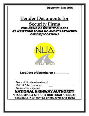 Fillable Online tender document for provision of security services ...