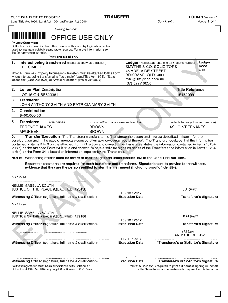 Queensland Title Registry - Fill Online, Printable, Fillable, Blank ...