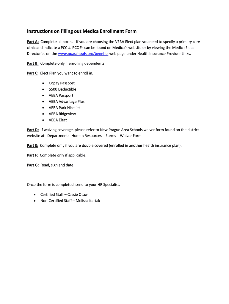 Fillable Online Instructions on filling out Medica Enrollment Form Fax ...