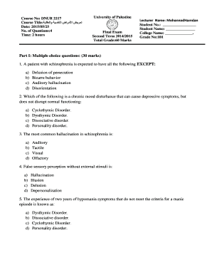 Fillable Online exam up edu Part I: Multiple choice questions: (30 ...