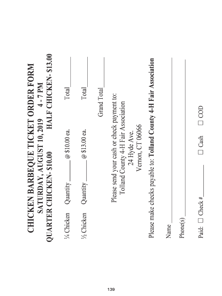 Fillable Online Name Phone(s) CHICKEN BARBEQUE TICKET ORDER FORM Fax ...
