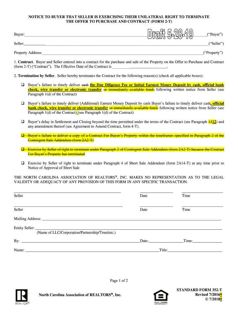 Fillable Online notice to buyer that back-up contract is now in effect ...