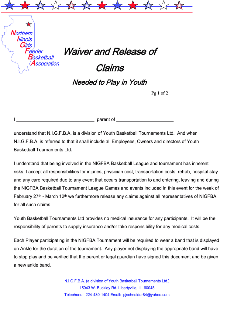 Fillable Online Waiver and Release of Claims - Ngin Fax Email Print - pdfFiller