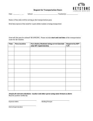 Fillable Online Transportation Hour Request Form Fax Email Print ...