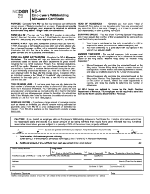 Fillable Online NC-4 Tax Form (state withholdings) Fax Email Print ...