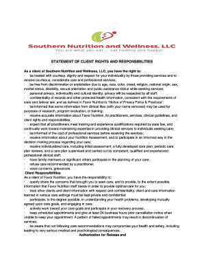 Fillable Online STATEMENT OF CLIENT RIGHTS AND RESPONSIBILITIES Fax ...