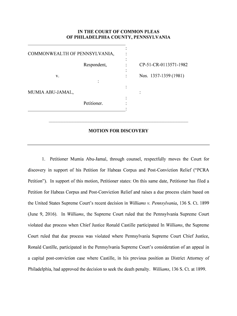 Fillable Online mumia draft discovery motion for pcra Fax Email Print ...