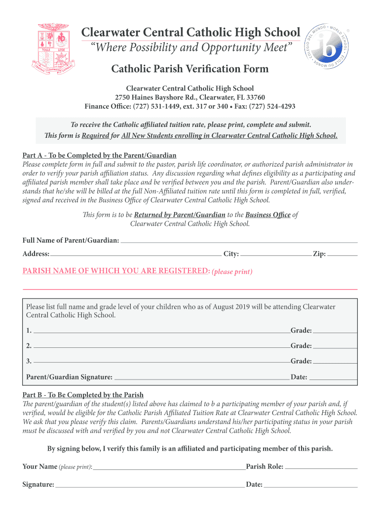 Fillable Online Verification Parish Form 2019.indd Fax Email Print ...