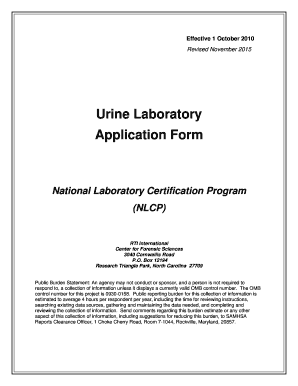 Fillable Online Urine Laboratory Application Form Fax Email Print ...