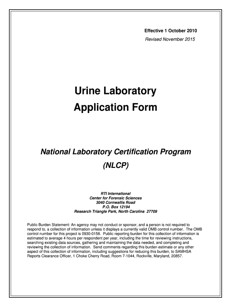 Fillable Online Urine Laboratory Application Form Fax Email Print ...
