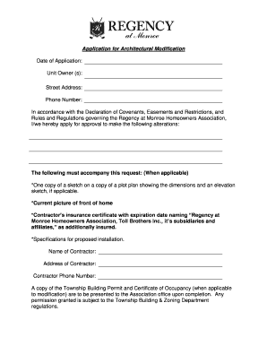 Fillable Online Application for Architectural Modification Fax Email ...