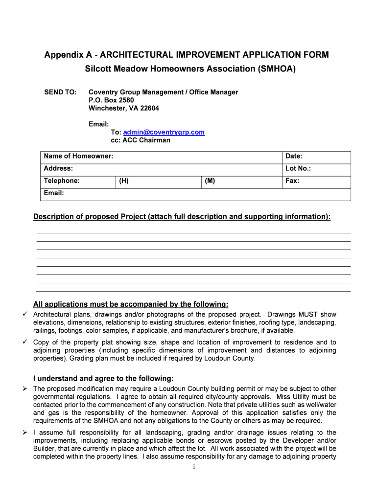 Fillable Online SIL-Archectural Improvement Application Form.docx Fax ...