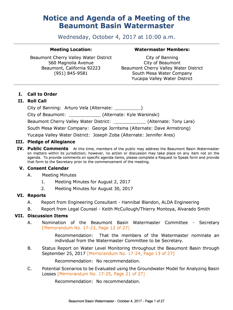 Fillable Online documents yvwd dst ca Yucaipa Valley Water District ...