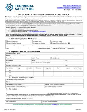 Fillable Online Motor Vehicle Fuel System Conversion Declaration Form ...