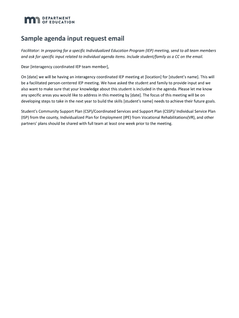 Sample Letter Asking For Agenda Items - Fill Online, Printable ...