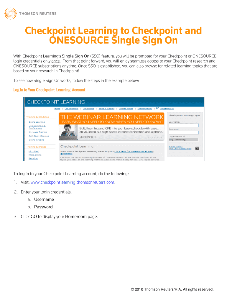 Fillable Online Log In to Your Checkpoint Learning Account Fax Email ...
