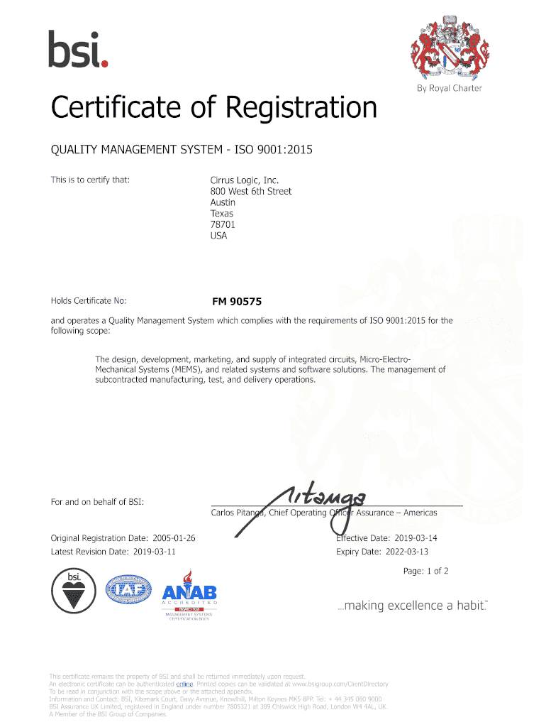 Fillable Online United States ISO 9001 Certification - IDI Composites ...