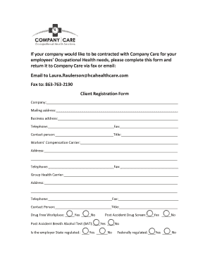 Fillable Online Company Care Client Registration Form. client ...