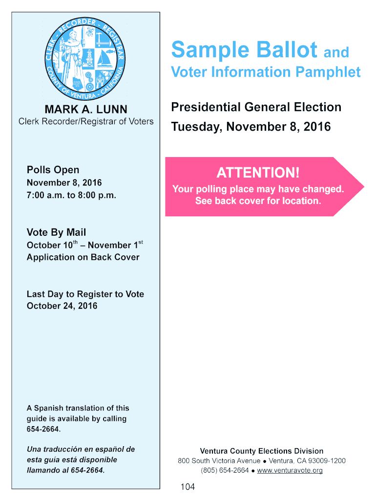 Fillable Online Sample Ballot and Voter Information Pamphlet - PDF Fax ...