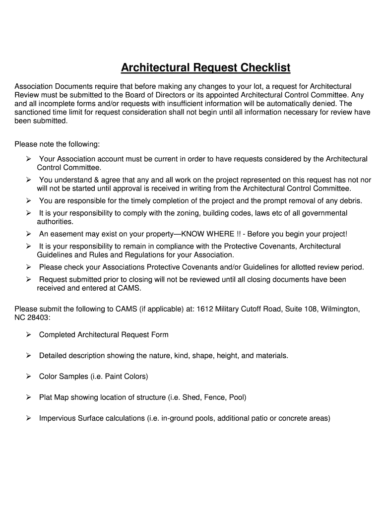 Fillable Online Slatter HOA - Architectural Request Form with ...