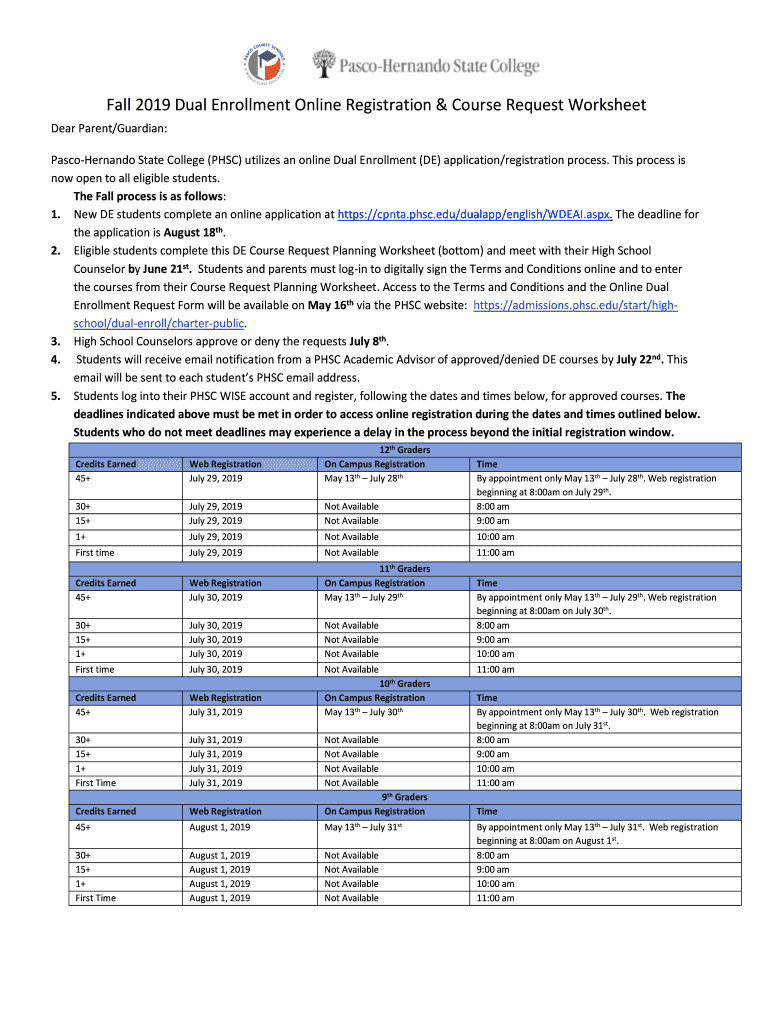 Fillable Online Dual Enrollment ProgramAdmissions and Student Records ...