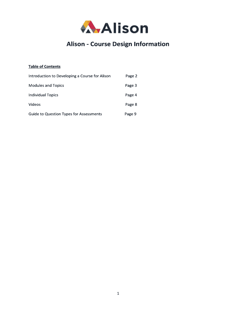 Fillable Online Every Alison page you need, at your fingertipsAlison ...