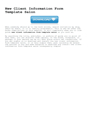 Fillable Online New Client Information Form Template Salon Fax Email ...