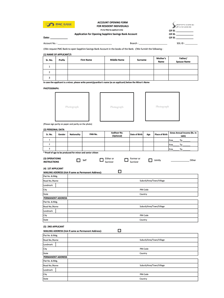 Fillable Online Account Opening Form - SBI Fax Email Print - pdfFiller