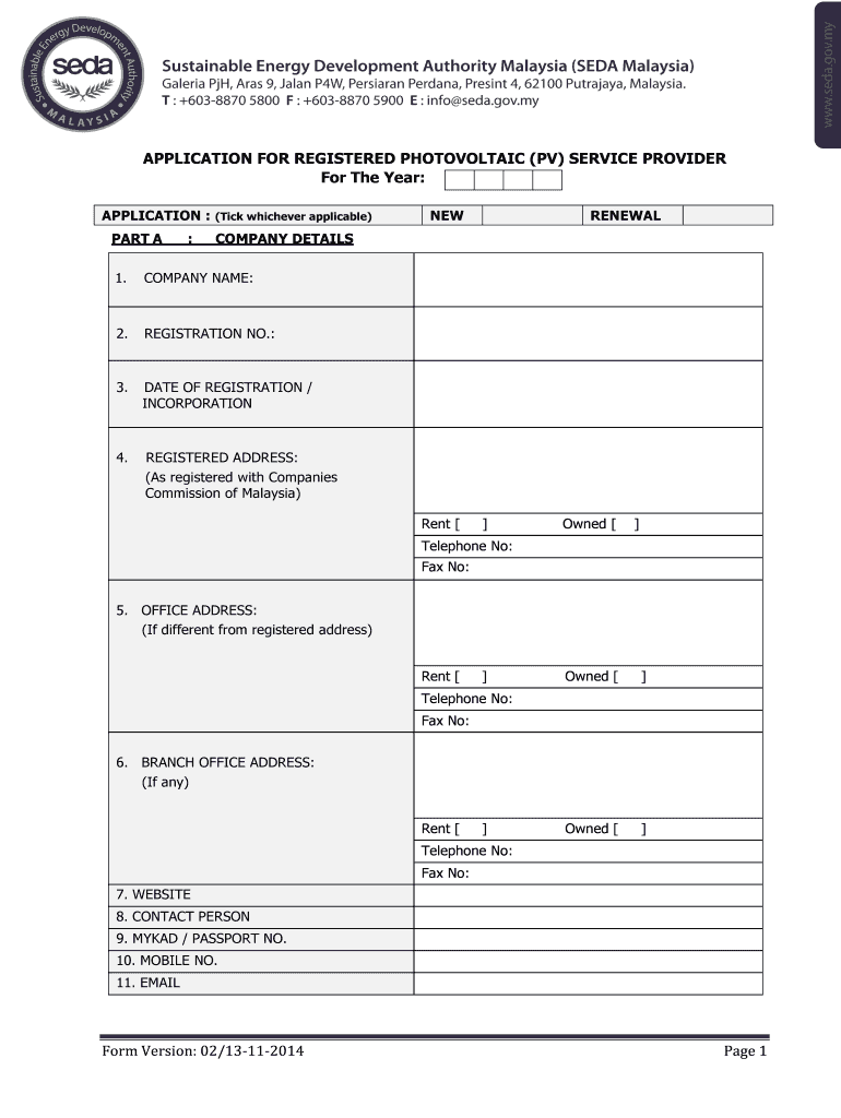 Fillable Online Form Version - e-FiT Online System - SEDA Malaysia Fax ...