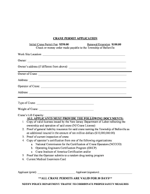 Fillable Online CRANE PERMIT APPLICATION.docx Fax Email Print - pdfFiller