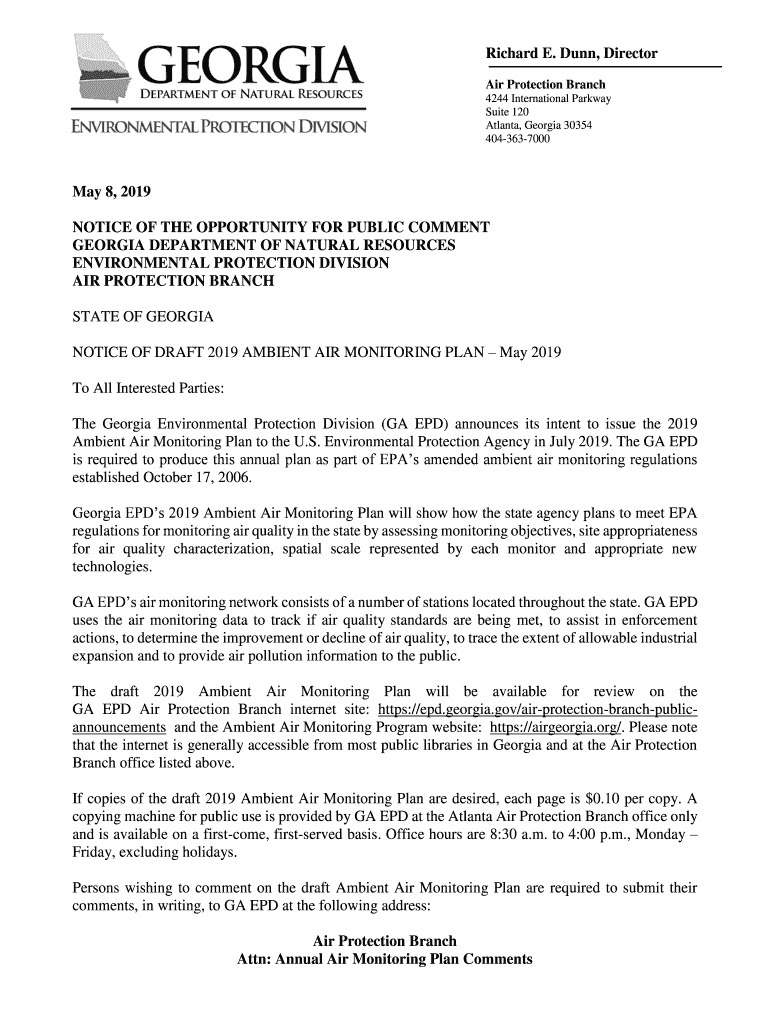 Fillable Online memorandum general information input data - Georgia EPD ...