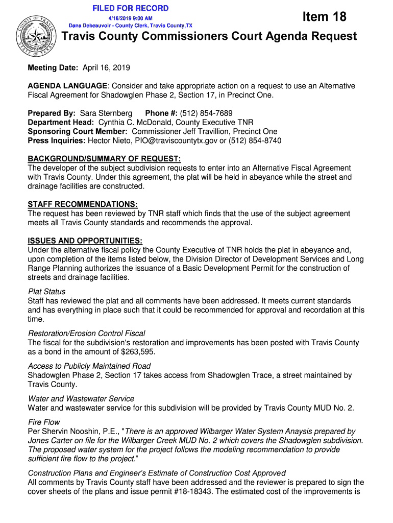 Fillable Online Travis County - Travis County Clerk's Office is Issuing ...